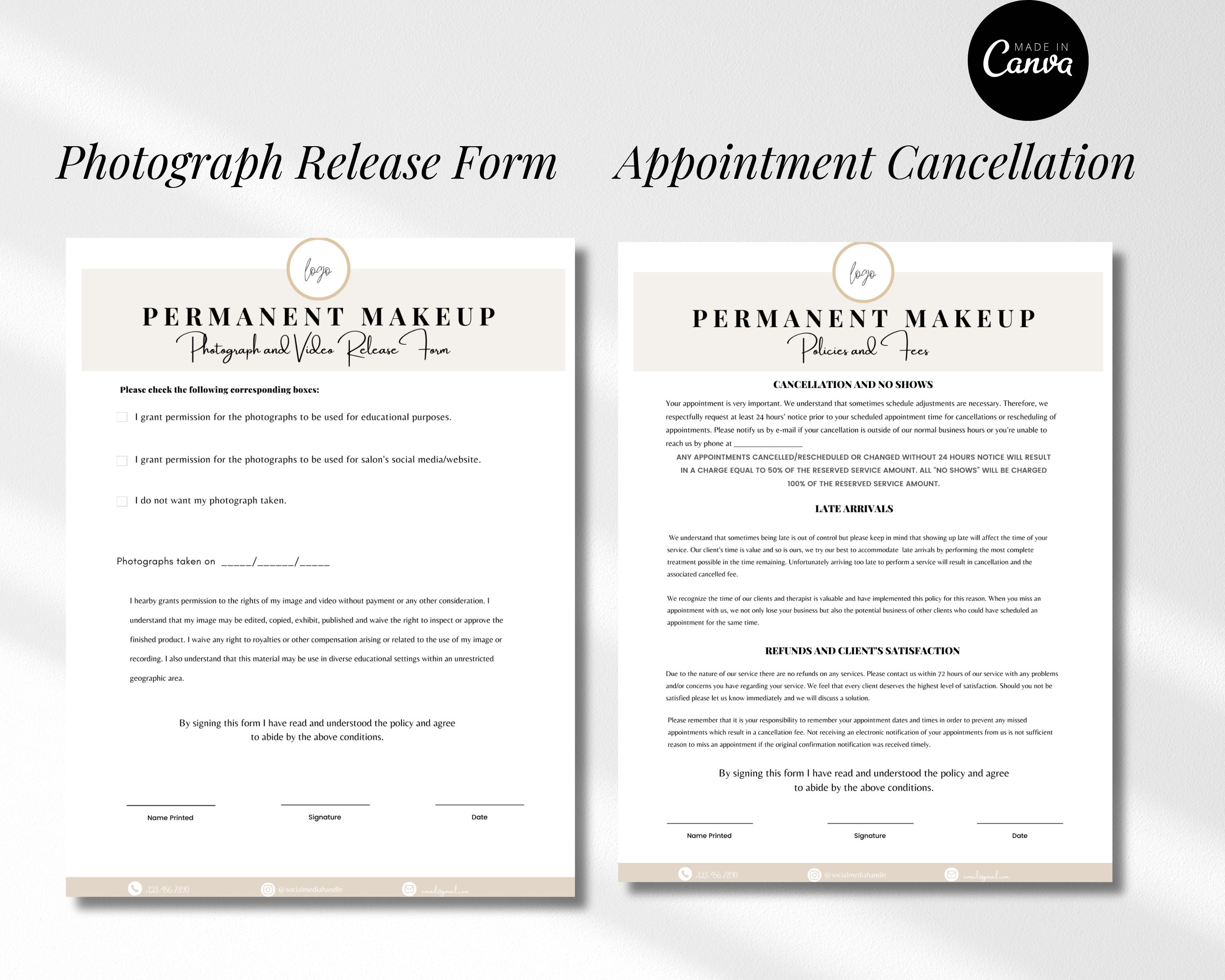 Permanent Makeup Forms Editable PMU Consent Forms, Micropigmentation ...