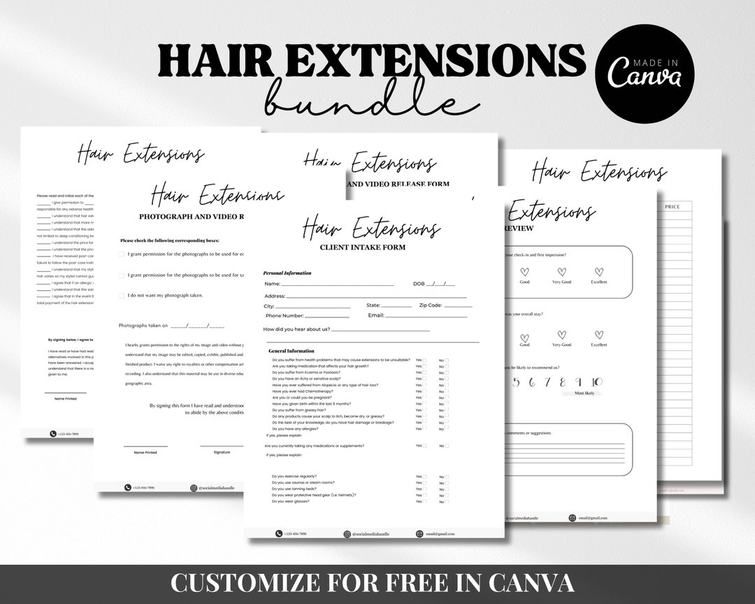 Hair Extension Forms Editable Hair Extension Consent Templates, Hair ...