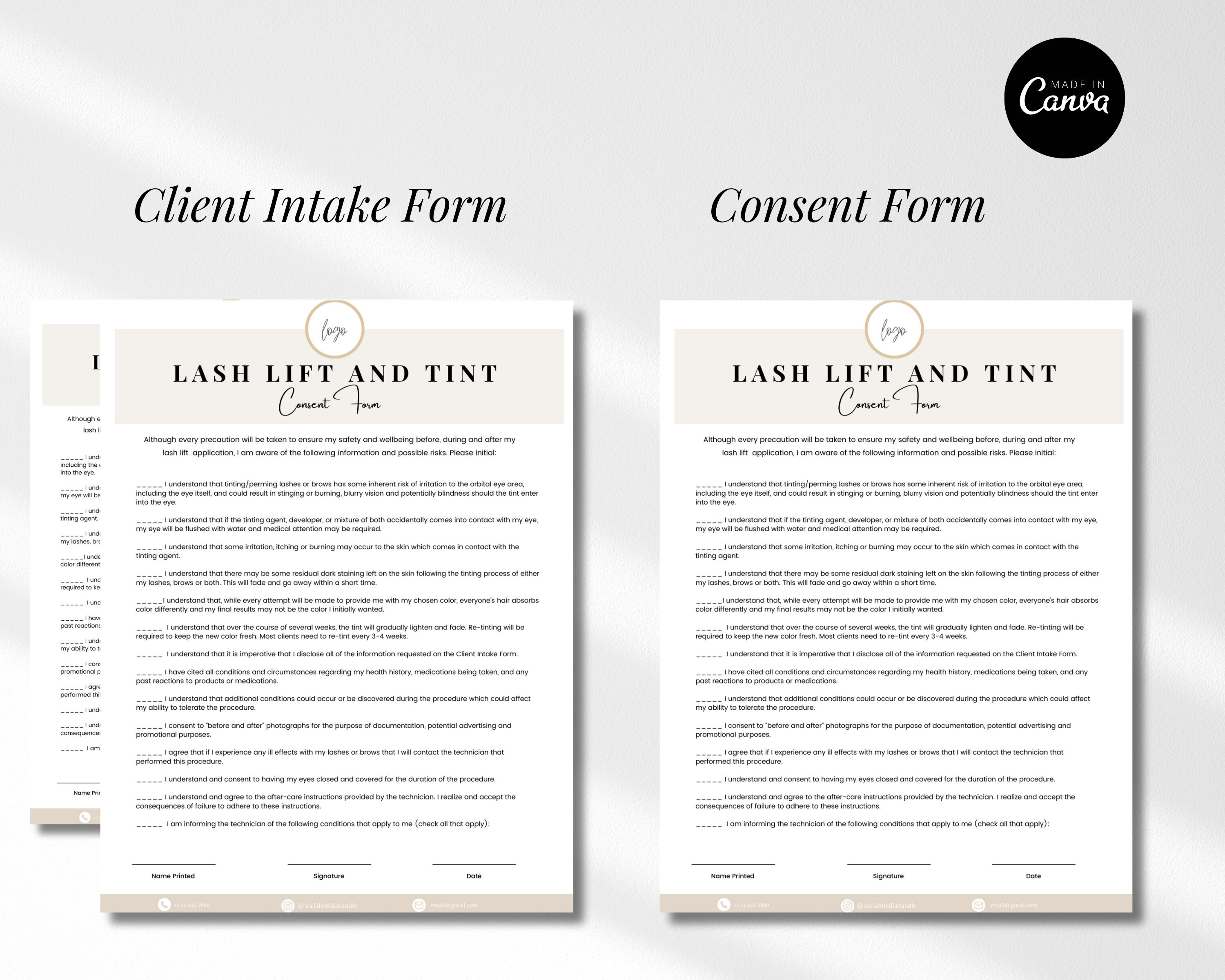 Lash Lift and Tint Client Intake and Consent Form Editable Lash Lift ...