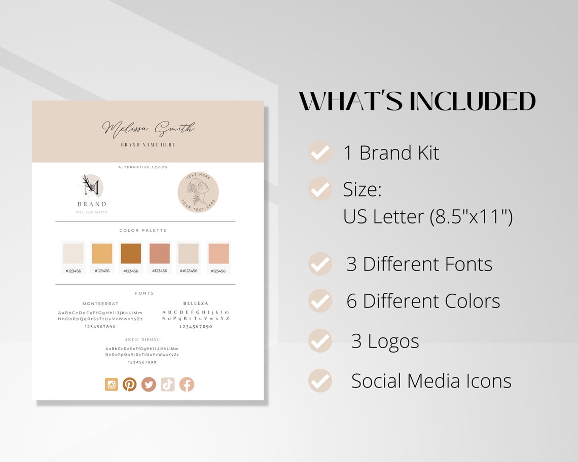 Brand Kit Template Canva Branding Kit Brand Board Template - Etsy