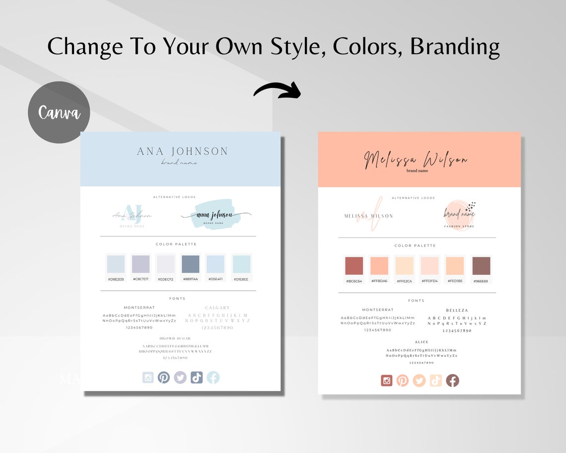 Brand Kit Template Canva Branding Kit Brand Board Template - Etsy