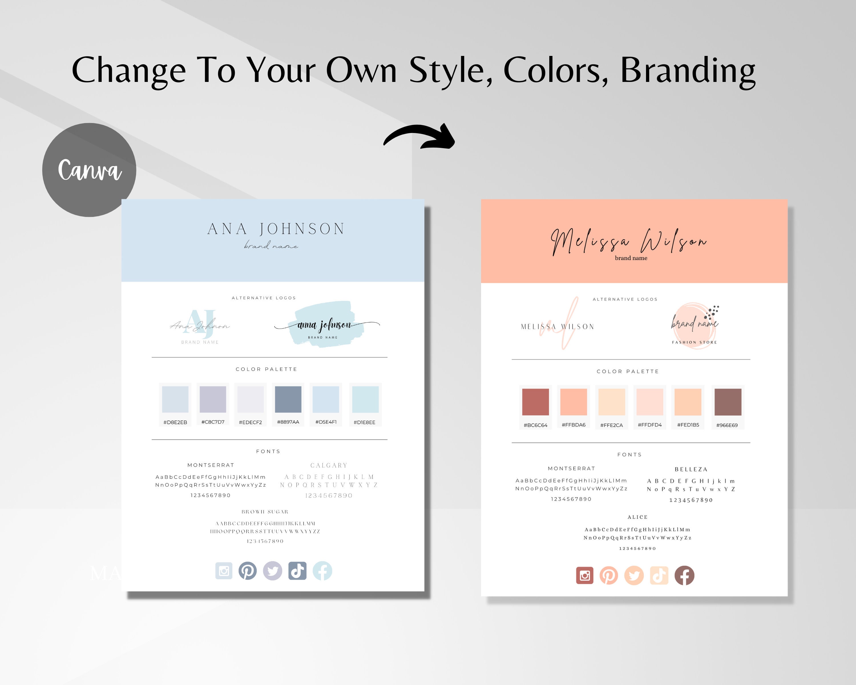 Brand Kit Template, Canva Branding Kit, Brand Board Template, Digital ...