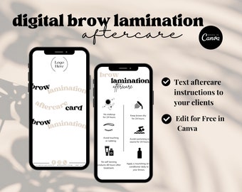 Eyebrow Lamination Aftercare Card Brows Lamination Card Brow Lamination ...