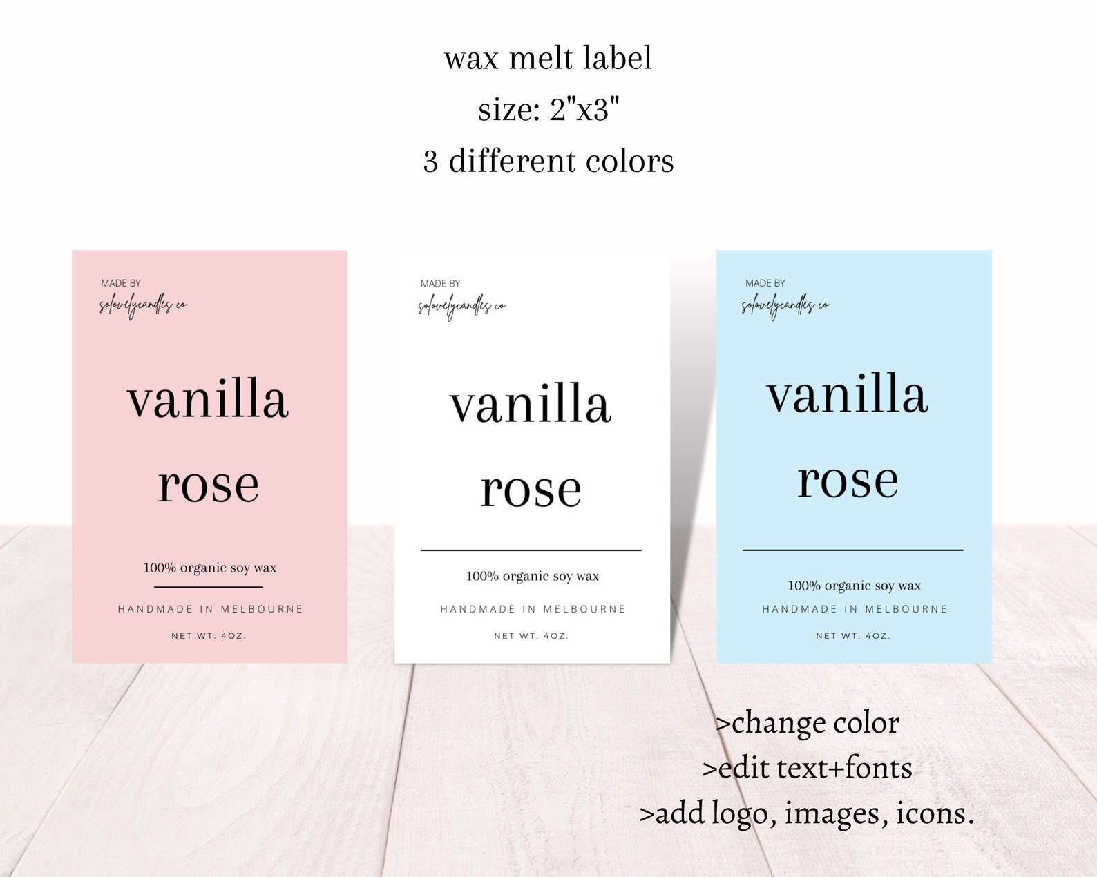 Editable Wax Melt Label Template, Modern Label, Custom DIY Wax Melt ...