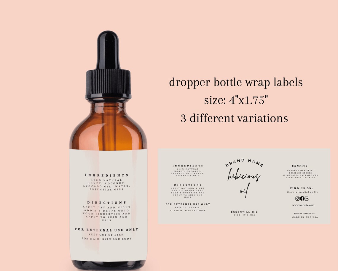 Editable Dropper Bottle Label DIY Bottle Label Custom - Etsy