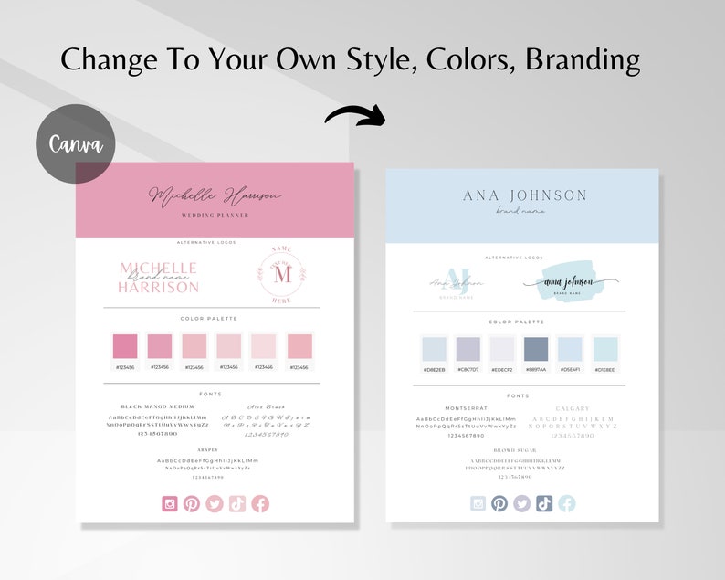 Brand Kit Template, Canva Branding Kit, Brand Board Template, Digital ...