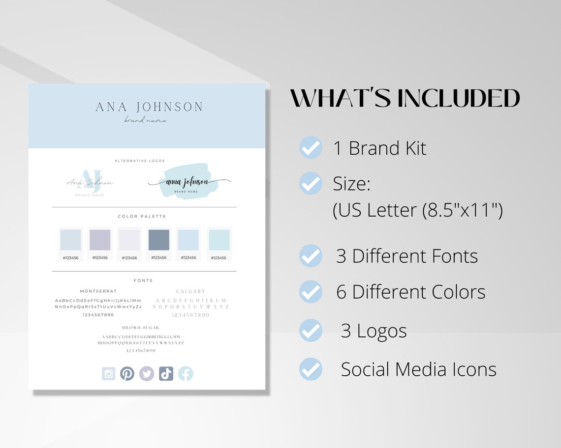 Brand Kit Template Canva Branding Kit Brand Board Template - Etsy