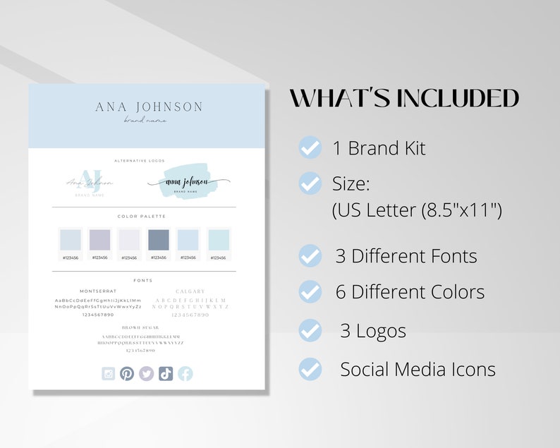 Brand Kit Template, Canva Branding Kit, Brand Board Template, Digital ...