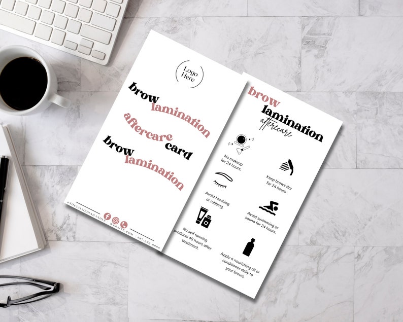 Digital Eyebrow Lamination Aftercare Card Brows Lamination Card Brow ...