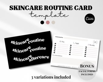 Skincare Routine Cards, Editable Esthetician Templates, Facial ...