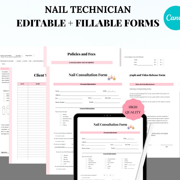 Nail Tech Digital Intake Forms - Etsy