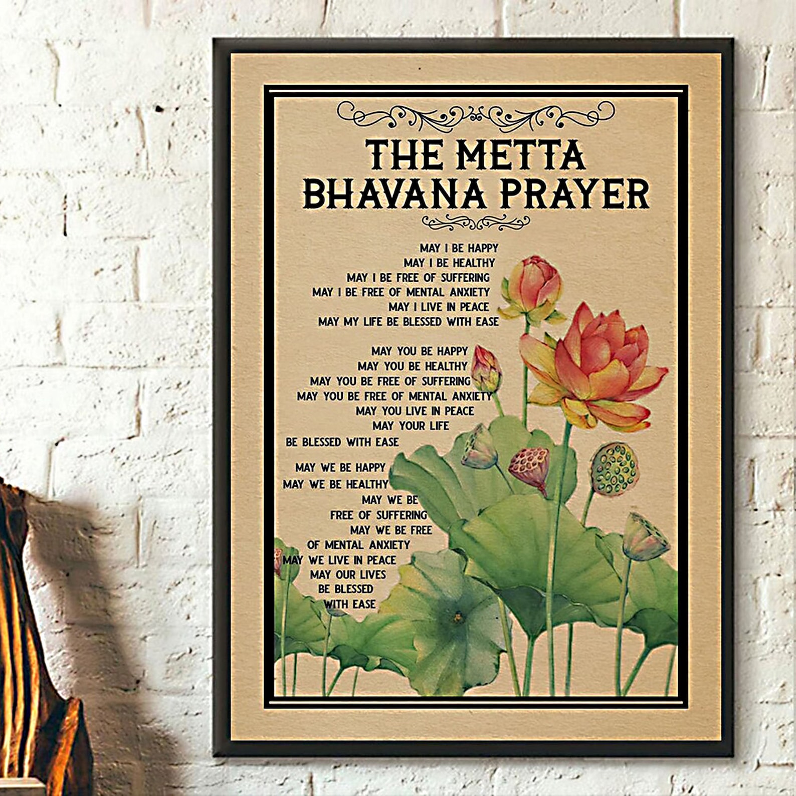 The Metta Bhavana Prayer Poster Wall Art Home Decor Gifts for Lovers ...