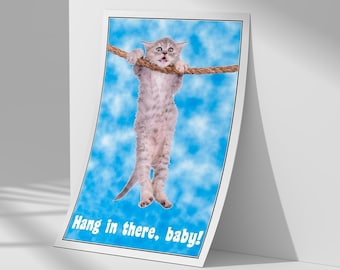 Motivational Cat Poster - Etsy