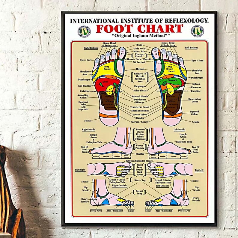 Foot Reflexology Chart by Institute of Reflexology, Gift Poster, Home ...