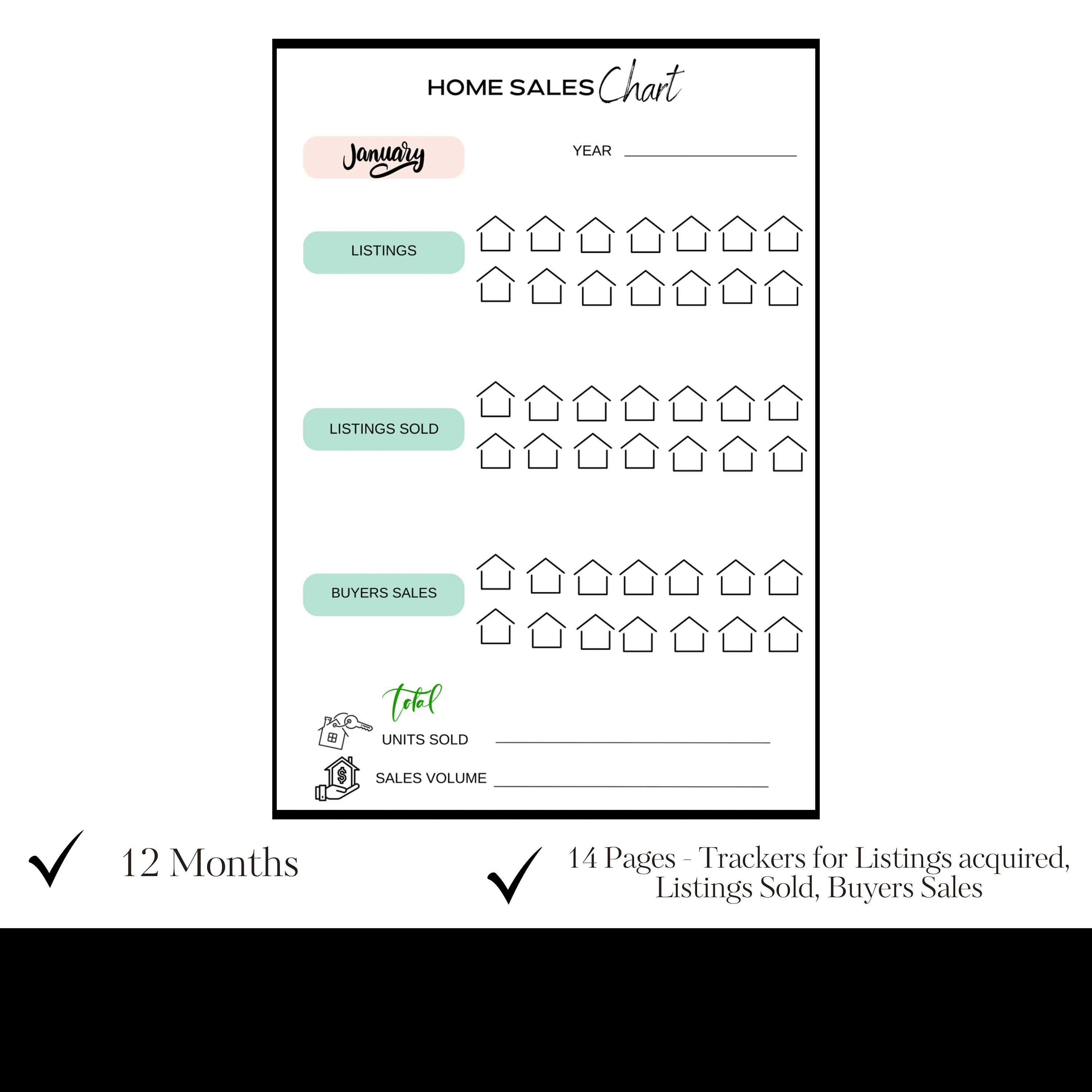 Real Estate Sales Goal Chart: Printable Annual Tracker (PDF) - Etsy