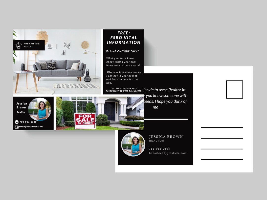 Real Estate FSBO Postcard: Realtor Marketing Flyer - Etsy