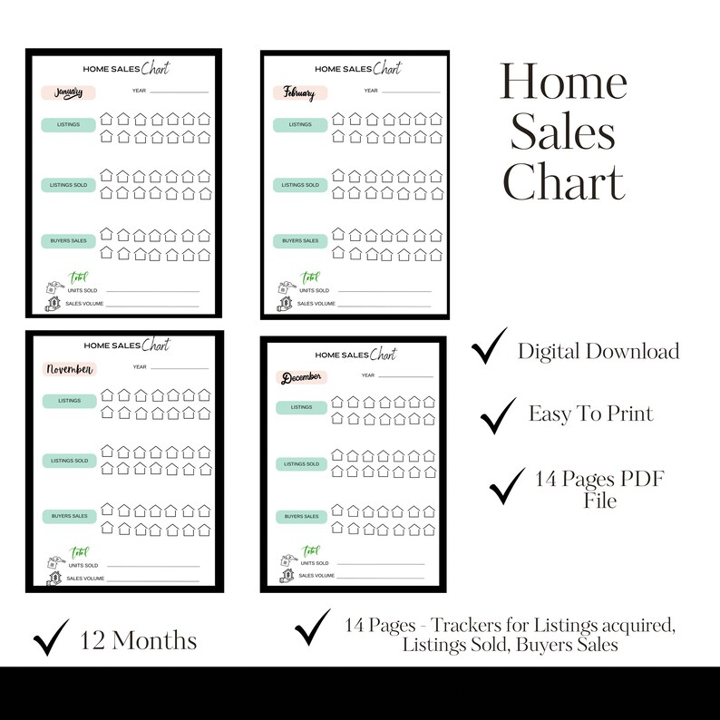 Real Estate Sales Goal Chart: Printable Annual Tracker (PDF) - Etsy