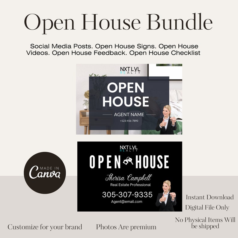 Real Estate Open House Marketing Bundle: Canva Templates - Etsy