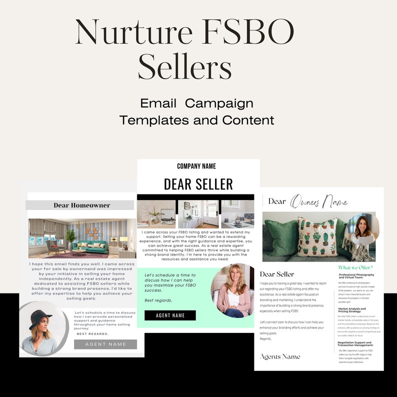 FSBO Email & Text Templates: Real Estate Agent Marketing (canva) - Etsy