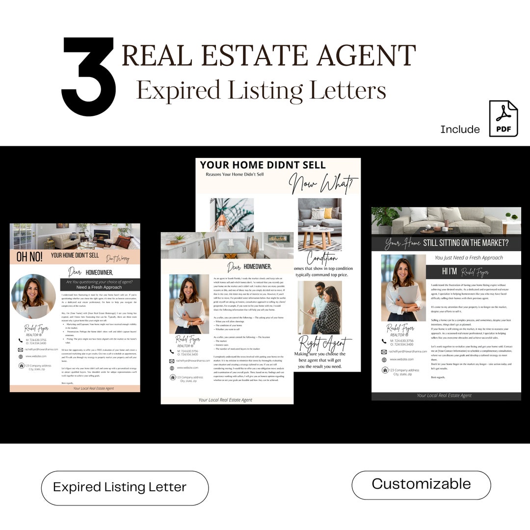 Real Estate Expired Listing Letter Template: Realtor Marketing (PDF) - Etsy