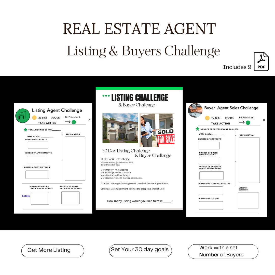 Real Estate Agent Challenge Tracker: Listing & Buyer Agent (printable ...