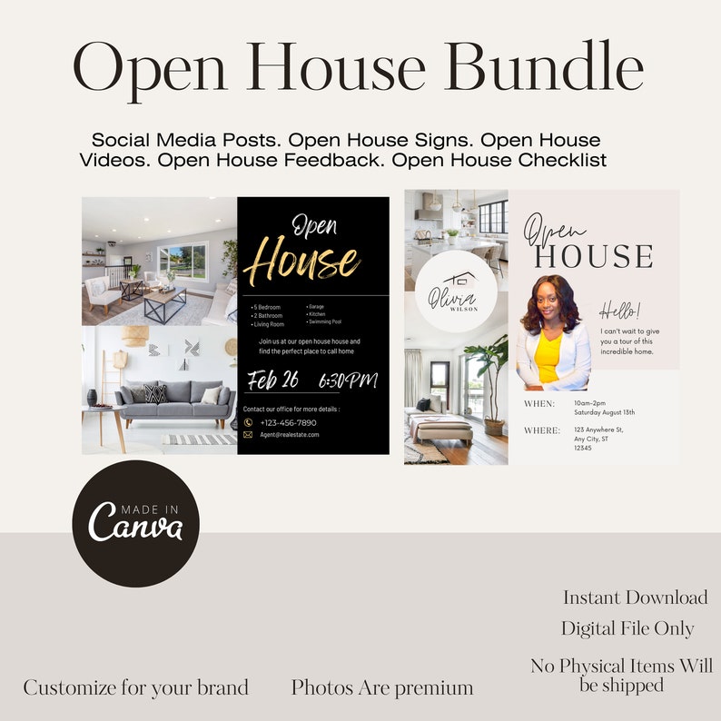 Real Estate Open House Marketing Bundle: Canva Templates - Etsy