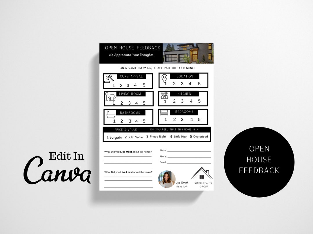 Open House Feedback Form| Open House Sign in Sheet Pdfs| Real Estate ...