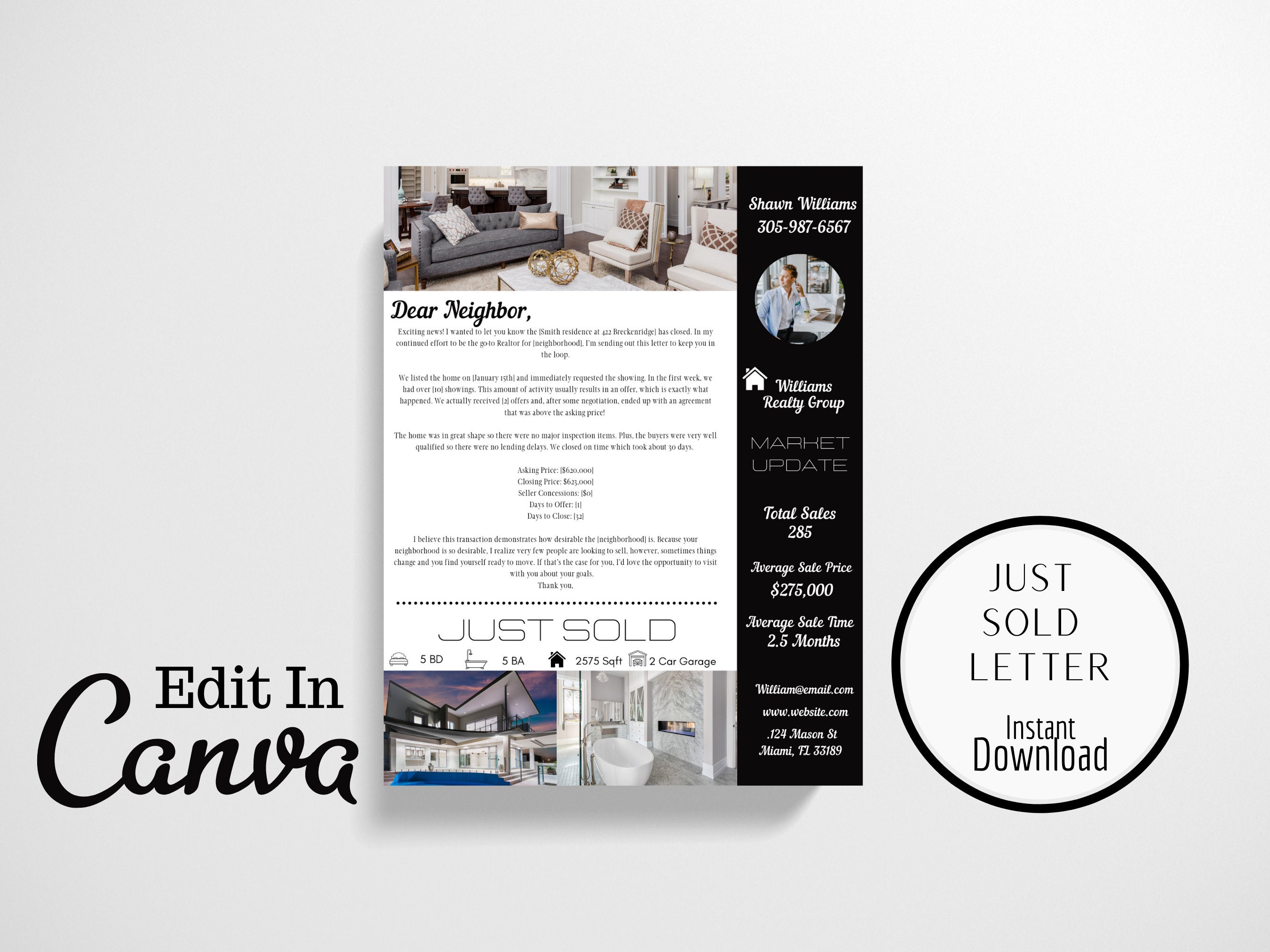 Realtor Just Sold Letter Template: Neighbor Marketing (canva) - Etsy