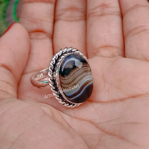 Banded Agate Ring - Etsy