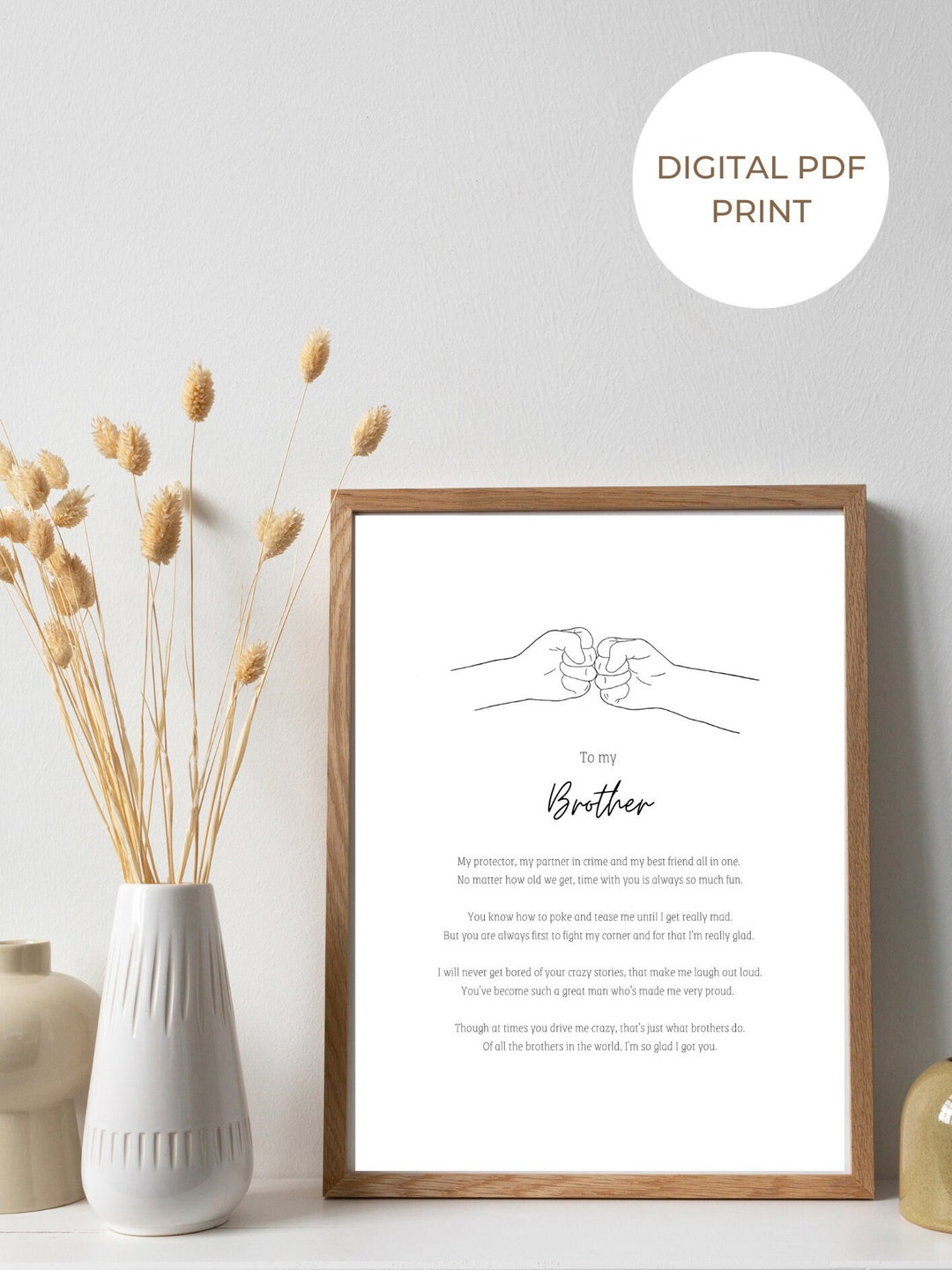 To My Brother Print - Digital Personalised Print for Brother , Poem for ...