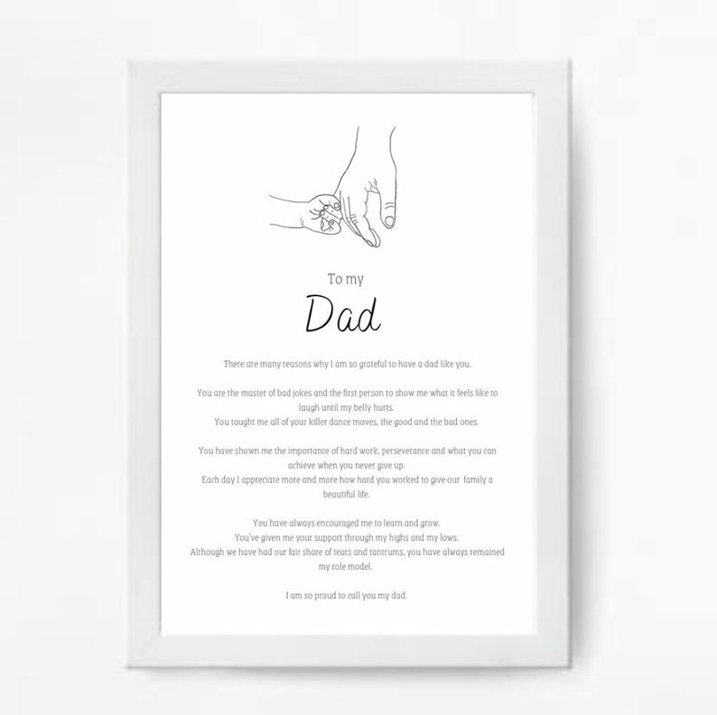 To My Dad Print Digital PDF Print for Dad/father Poem for - Etsy