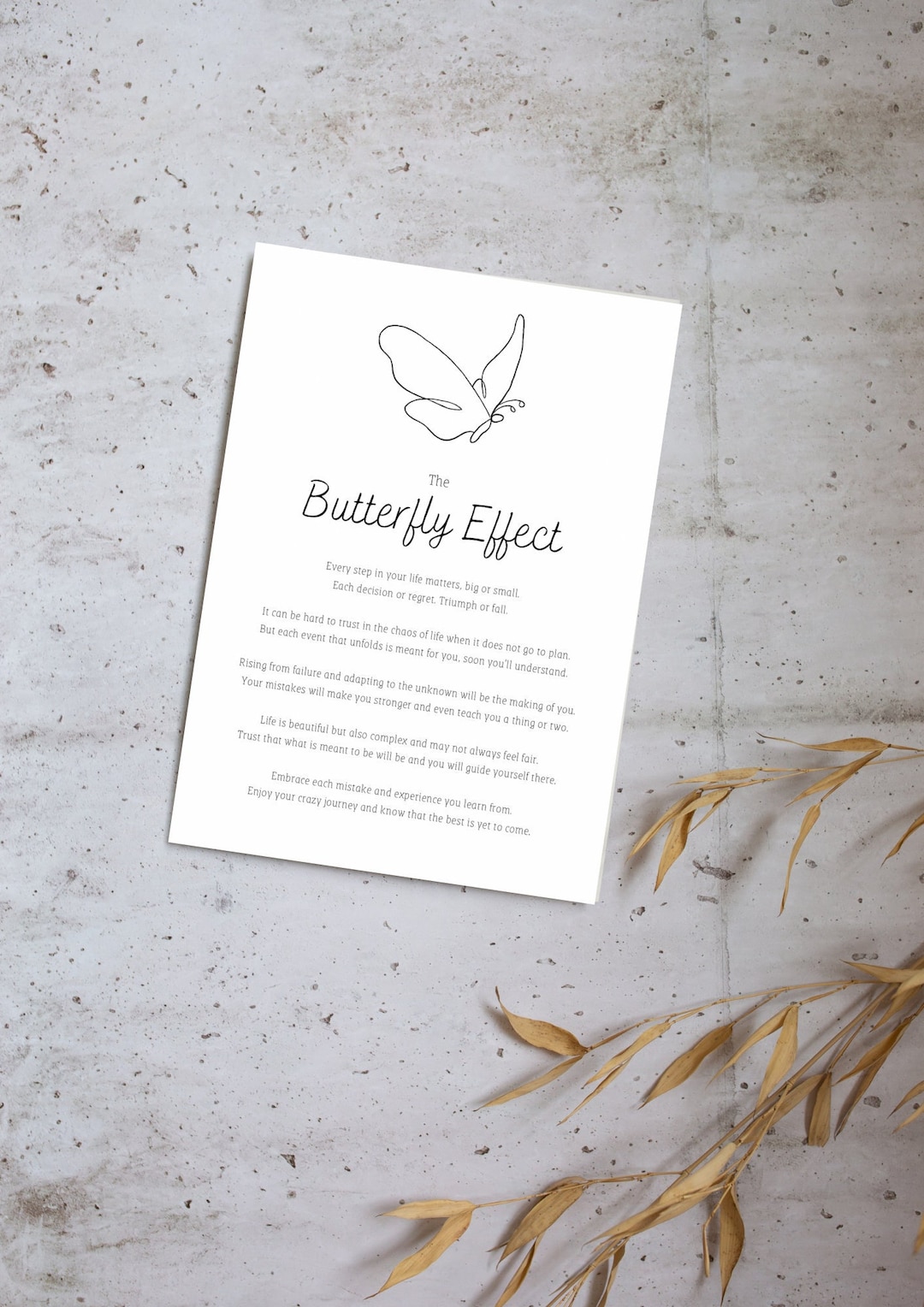 The Butterfly Effect Digital Print Printed Poem PDF Print - Etsy