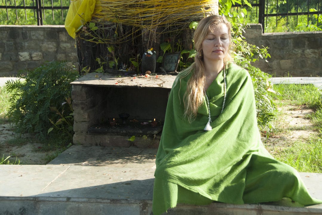 Merino Wool Angora Meditation Shawl: Soft Fringed Prayer Wrap, DEVI - Etsy