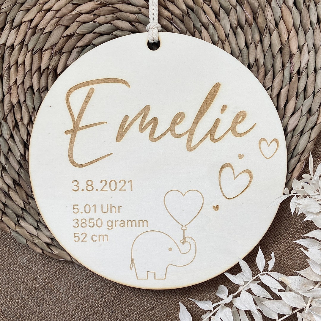 Gift Idea for the Birth | Birth Table | Wooden Sign With Names and ...