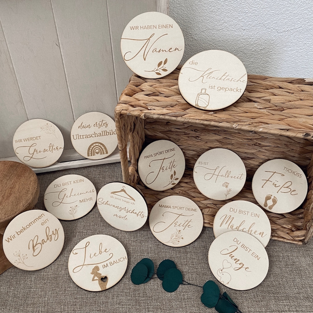 Pregnancy Wooden Milestones Individual Compilation of Round Wooden ...