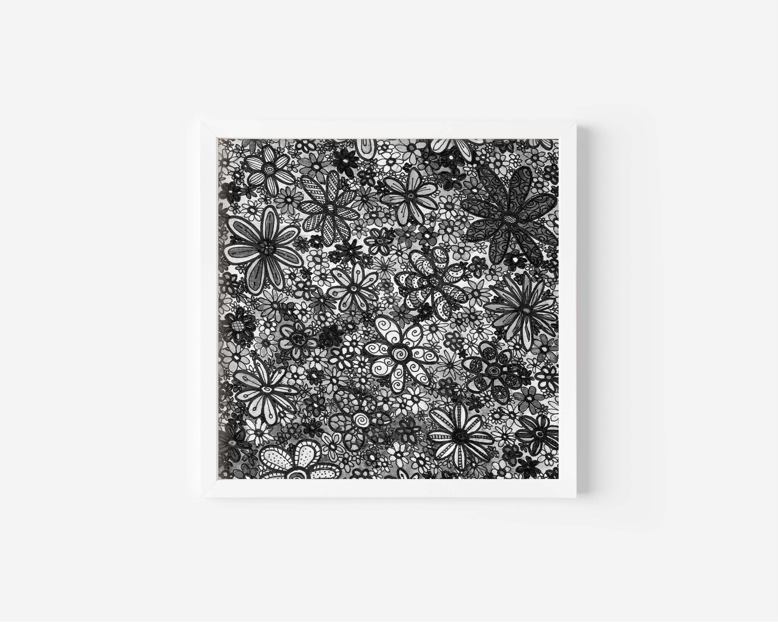 Doodle Wall Art Doodle Printable Wall Art Black and White Flower ...