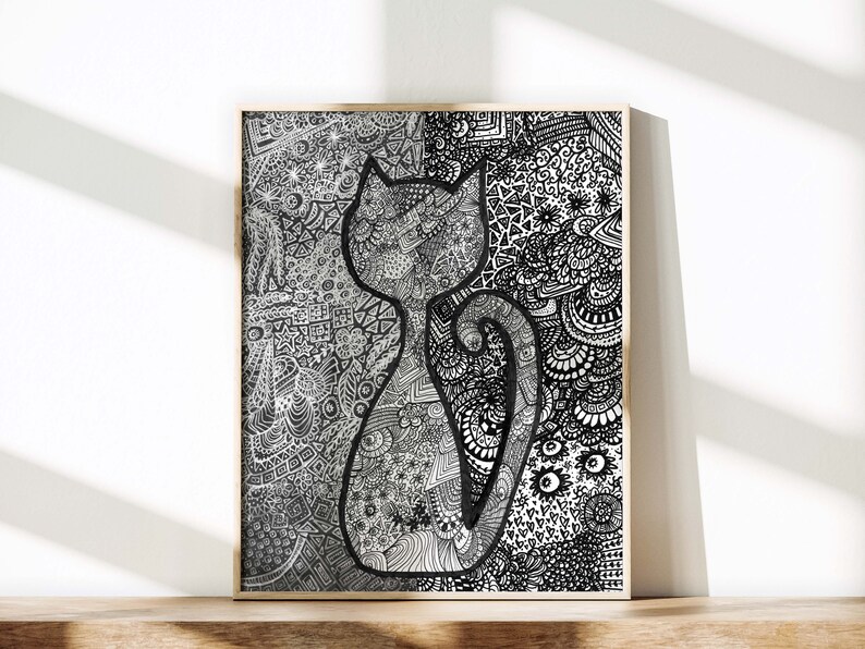 Printable Cat Wall Art Printable Cat Art Cat Printables - Etsy