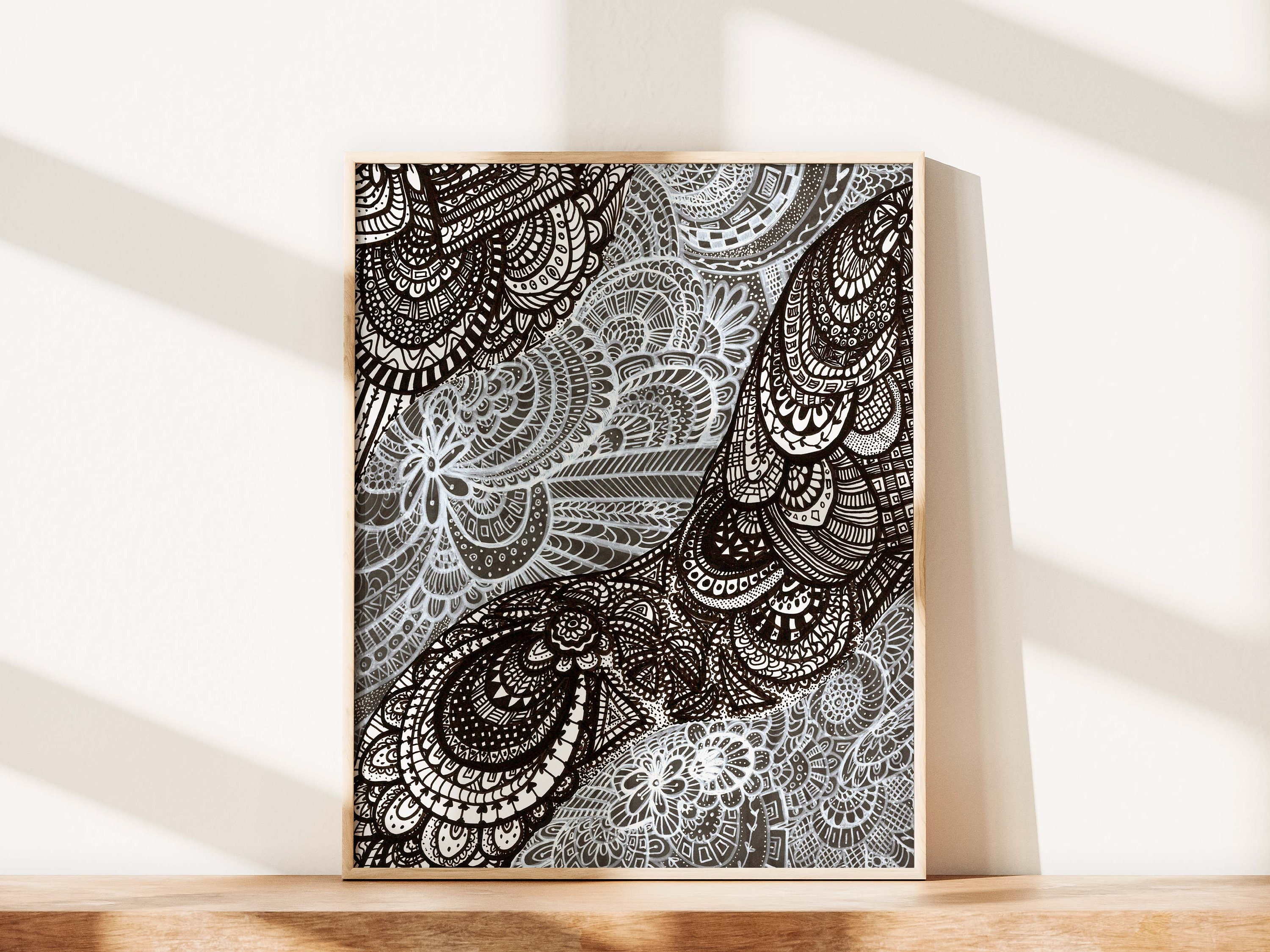 Doodle Wall Art Doodle Printable Wall Art Black and White - Etsy