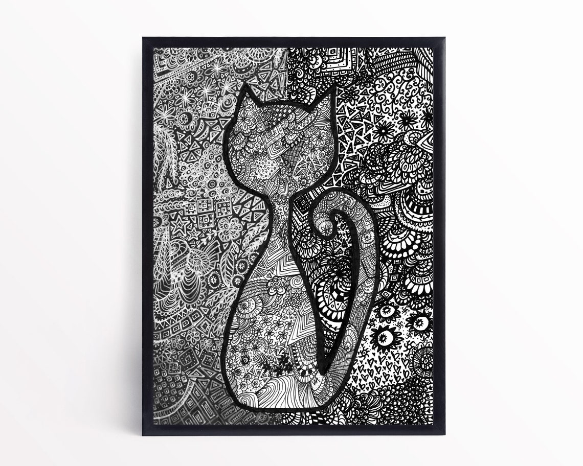 Printable Cat Wall Art Printable Cat Art Cat Printables - Etsy