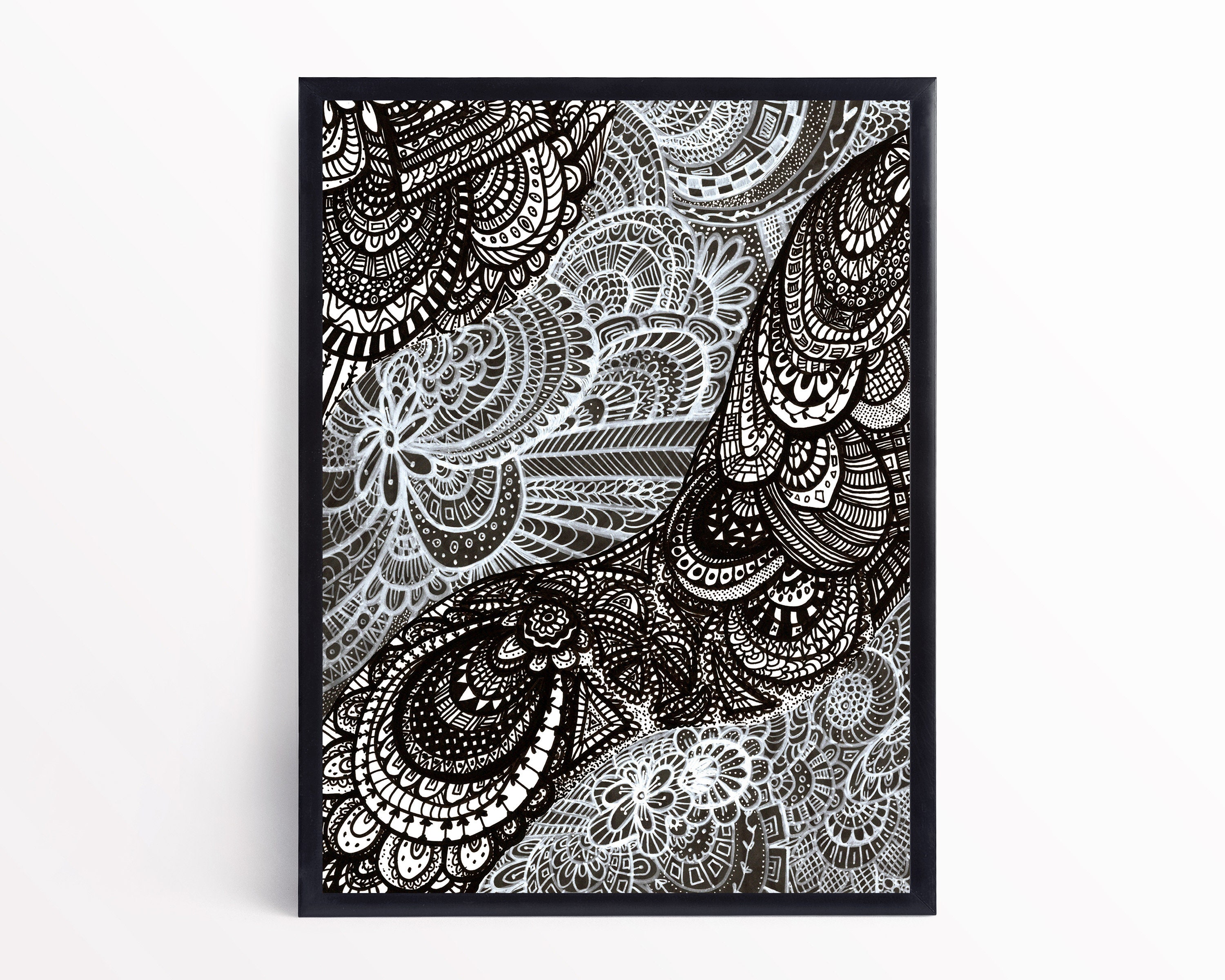 Doodle Wall Art Doodle Printable Wall Art Black and White - Etsy