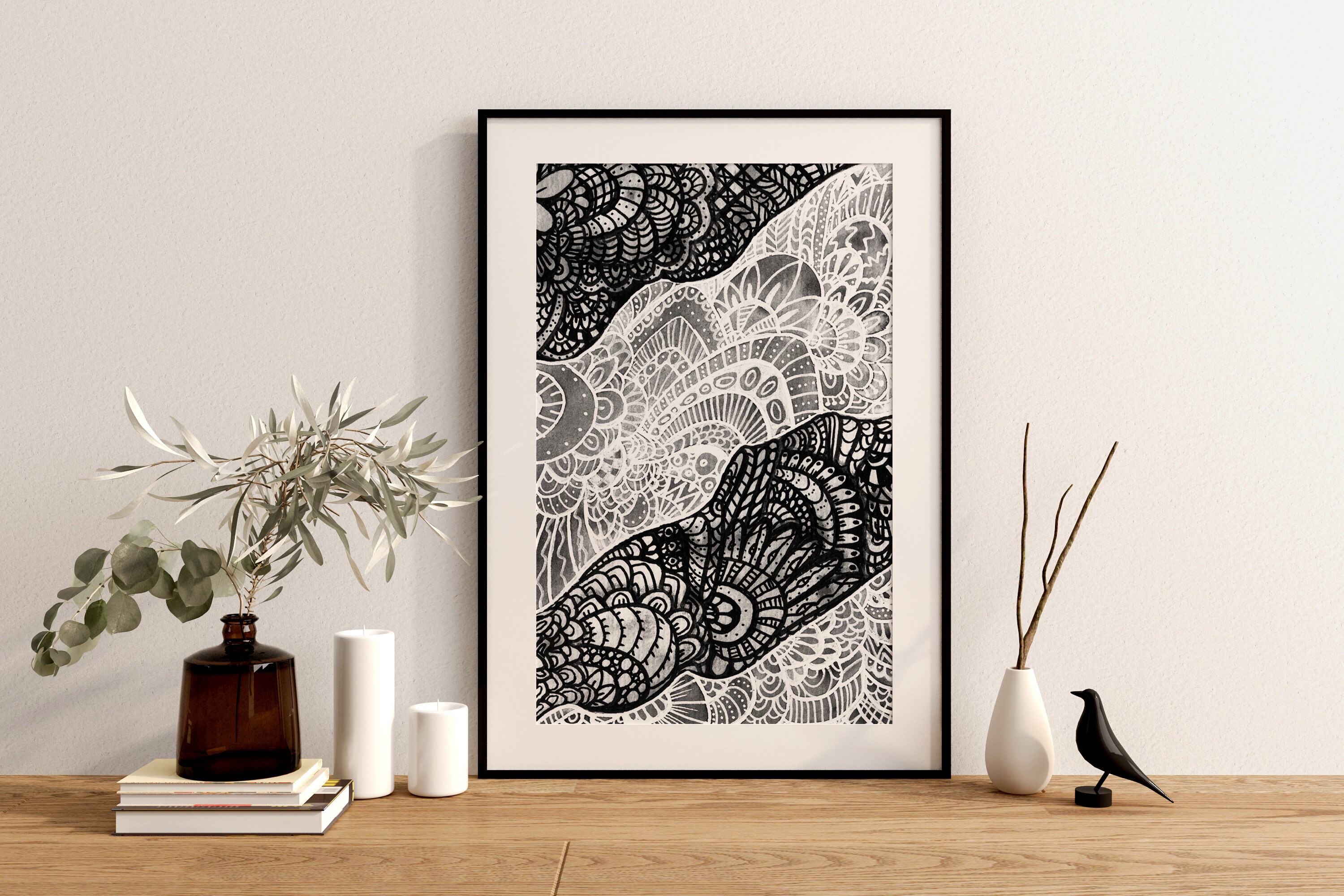 Doodle Wall Art Doodle Printable Wall Art Black and White - Etsy