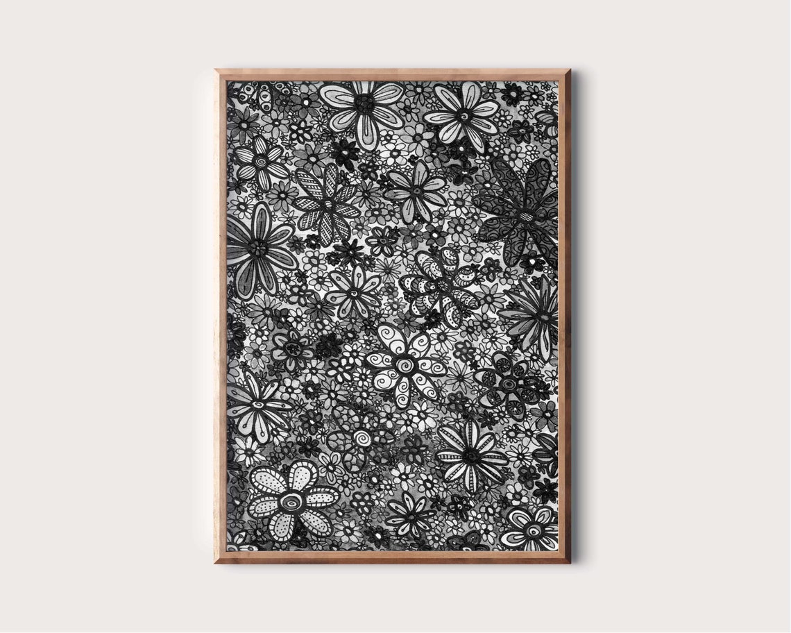 Doodle Wall Art Doodle Printable Wall Art Black and White - Etsy