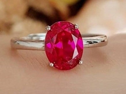 Red Beryl Engagement Ring