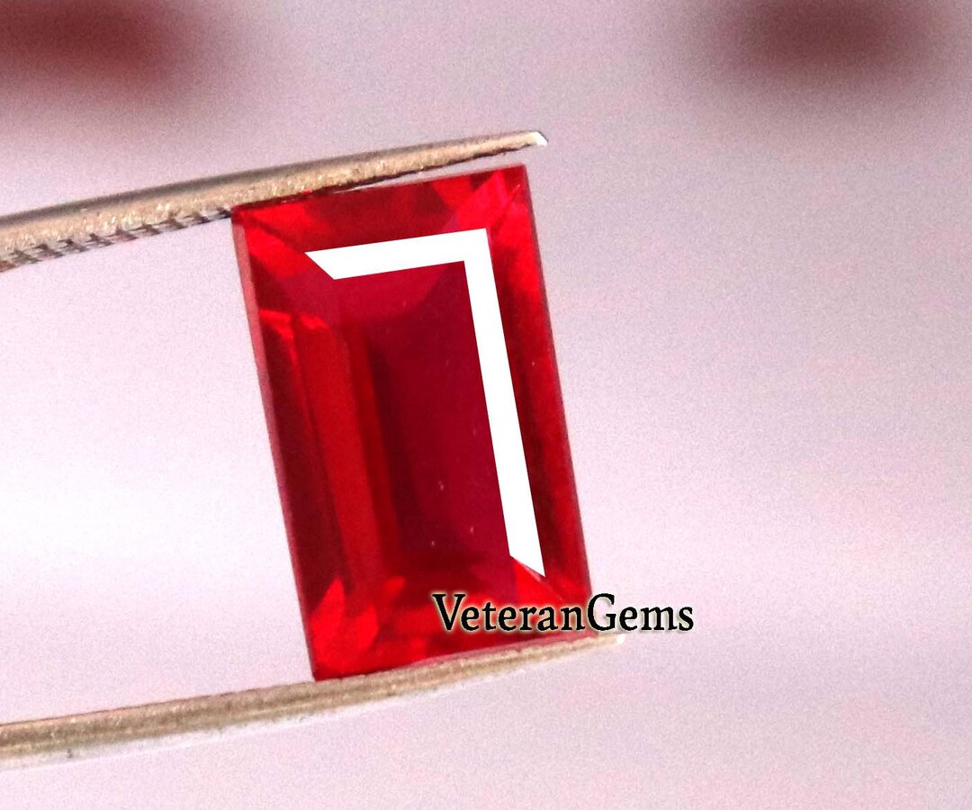 Natural Ruby Red Baguette Cut Ruby Faceted 11.35ct Burmeese Ruby Stone ...