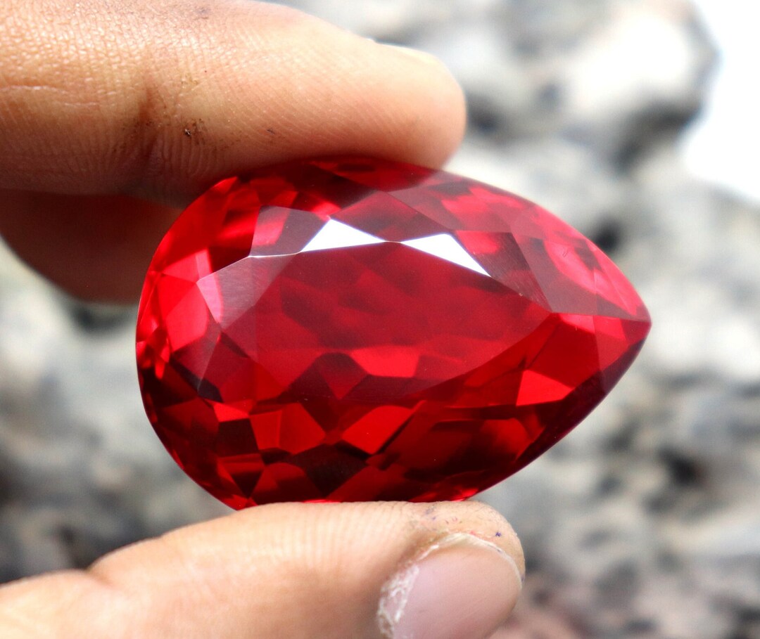 BIG SIZE Red Ruby Gemstone CGI Certified Ruby Loose Pear Shape 40.2ct ...