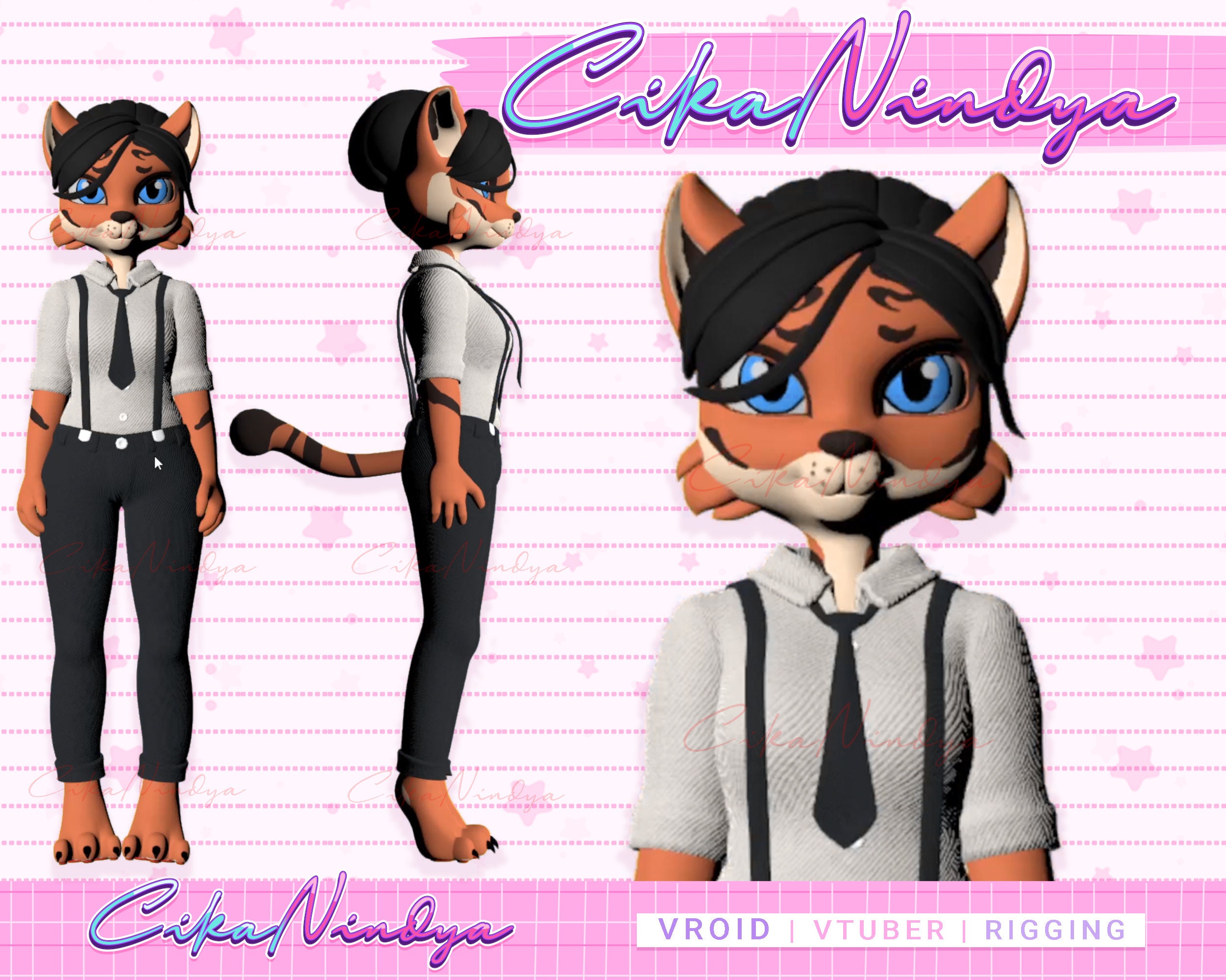 Vroid 3D Vtuber Female Tiger Character Furry Fursona - Etsy Hong Kong