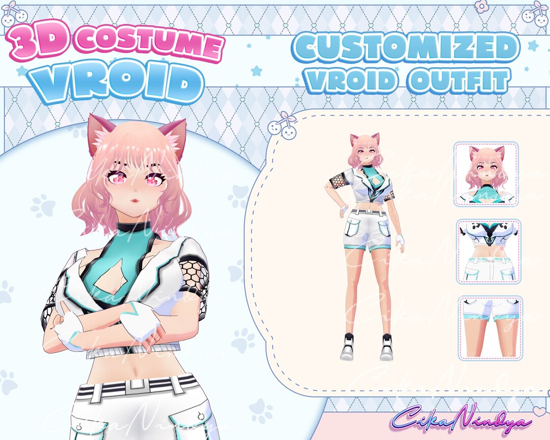 3D Vroid Costume White Cool Outfit Collection for Vroid Models ...