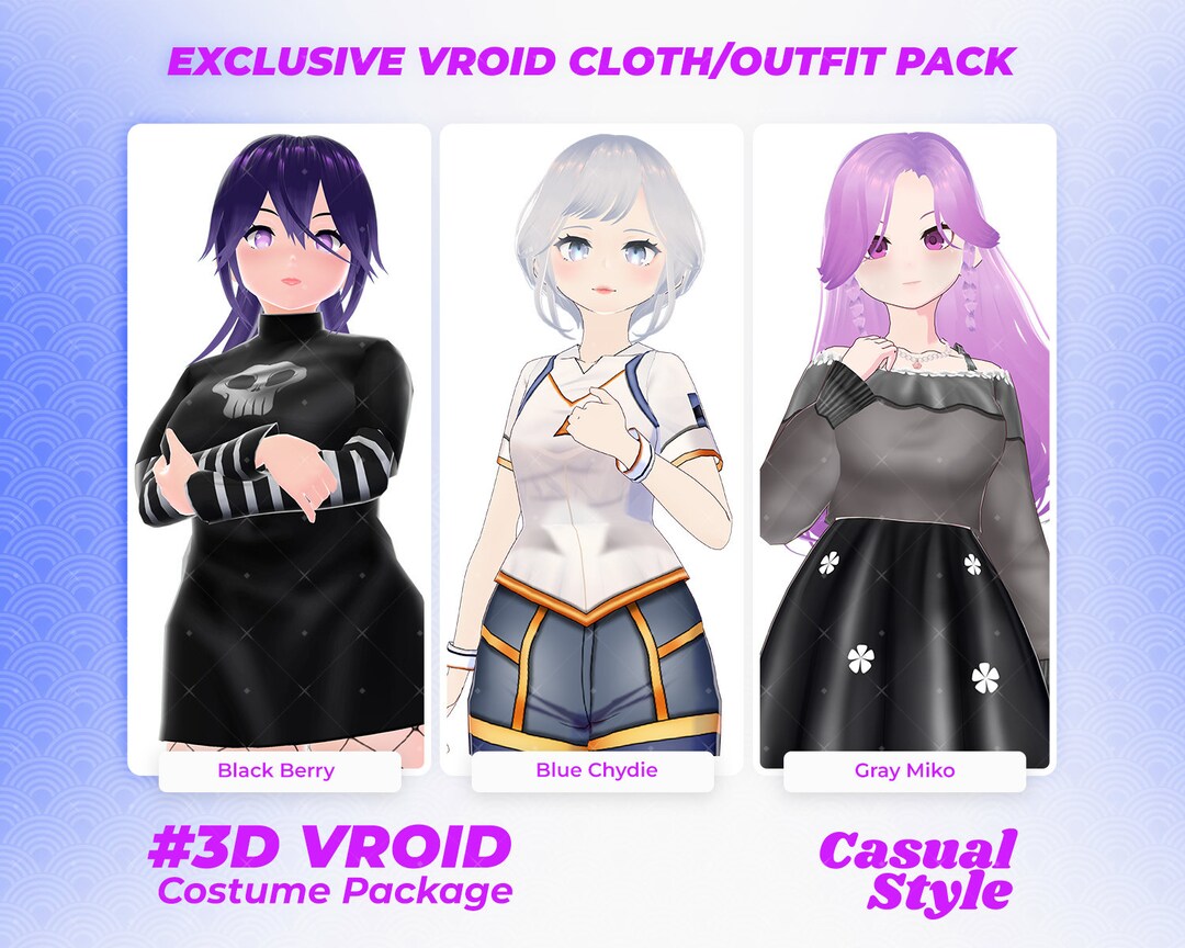 Vroid Clothing Pack, Costume, Virtual Fashion, Streamer Gear, Kawaii ...