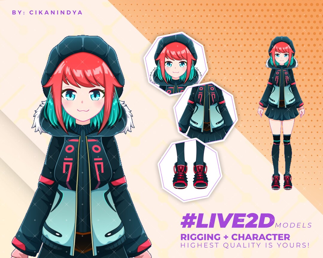 Ready Vtuber Avatar: Red Hair Anime Girl, 7 Expressions - Etsy