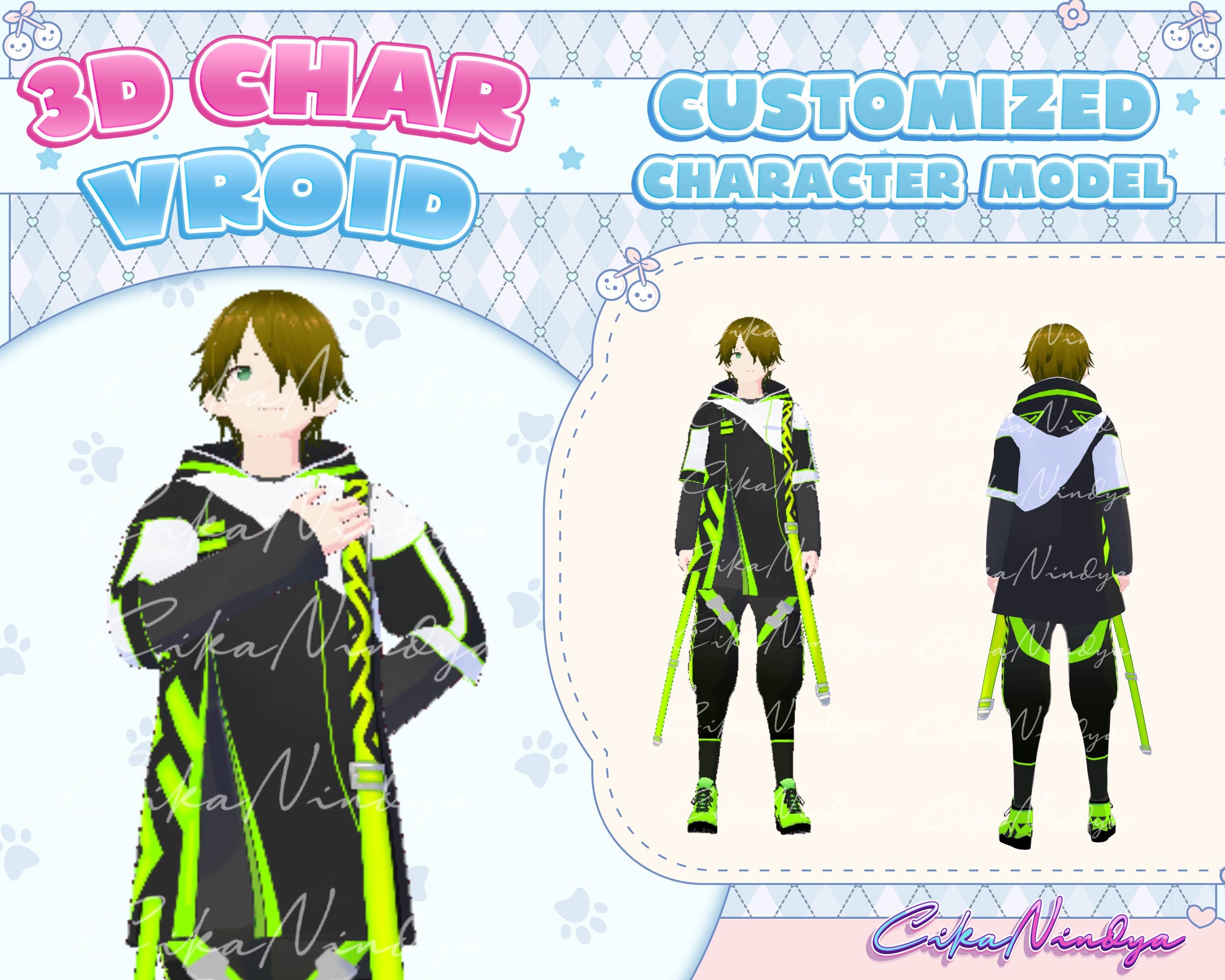 3D Vroid Character Yuta Cyberpunk Anime Male With Futuristic - Etsy
